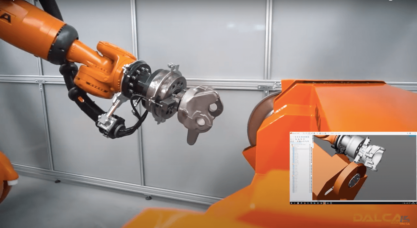 A fully automated robotic deburring cell powered by our CAM system